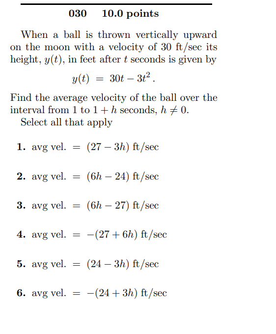 Solved 03010.0 points When a ball is thrown vertically | Chegg.com