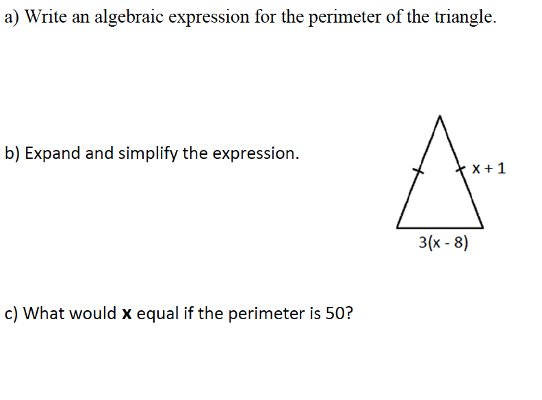 Solved a) Write an algebraic expression for the perimeter of | Chegg.com