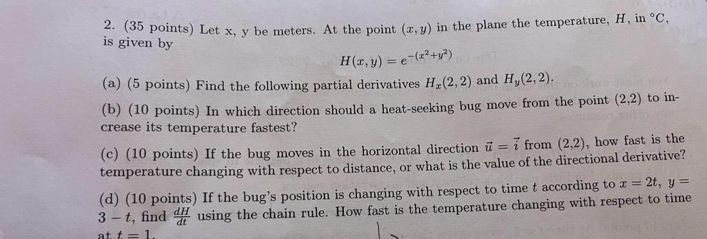 Solved 2. (35 points) Let x,y be meters. At the point (x,y) | Chegg.com