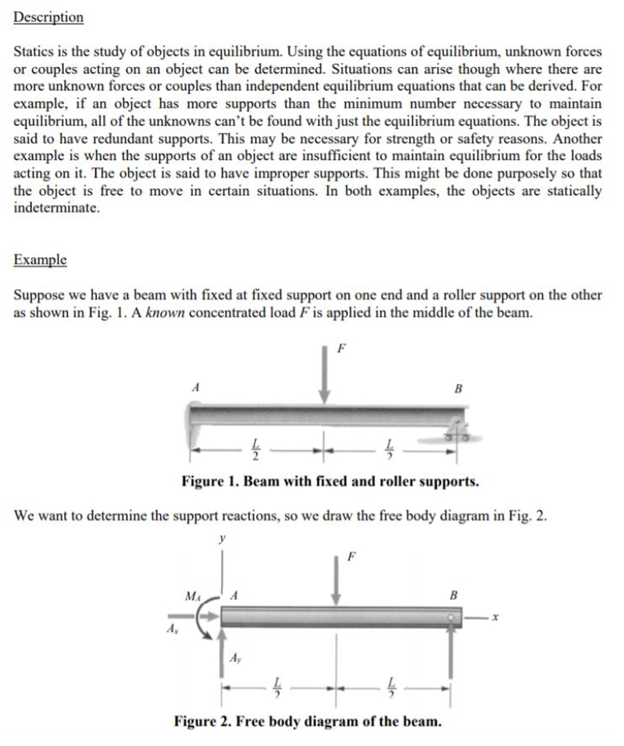 Description Statics is the study of objects in | Chegg.com
