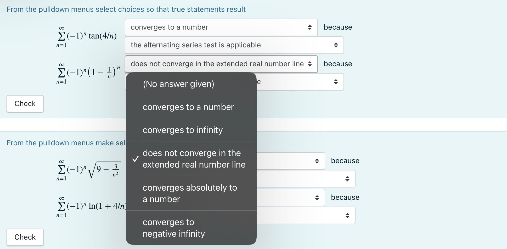 Solved From the pulldown menus select choices so that true | Chegg.com