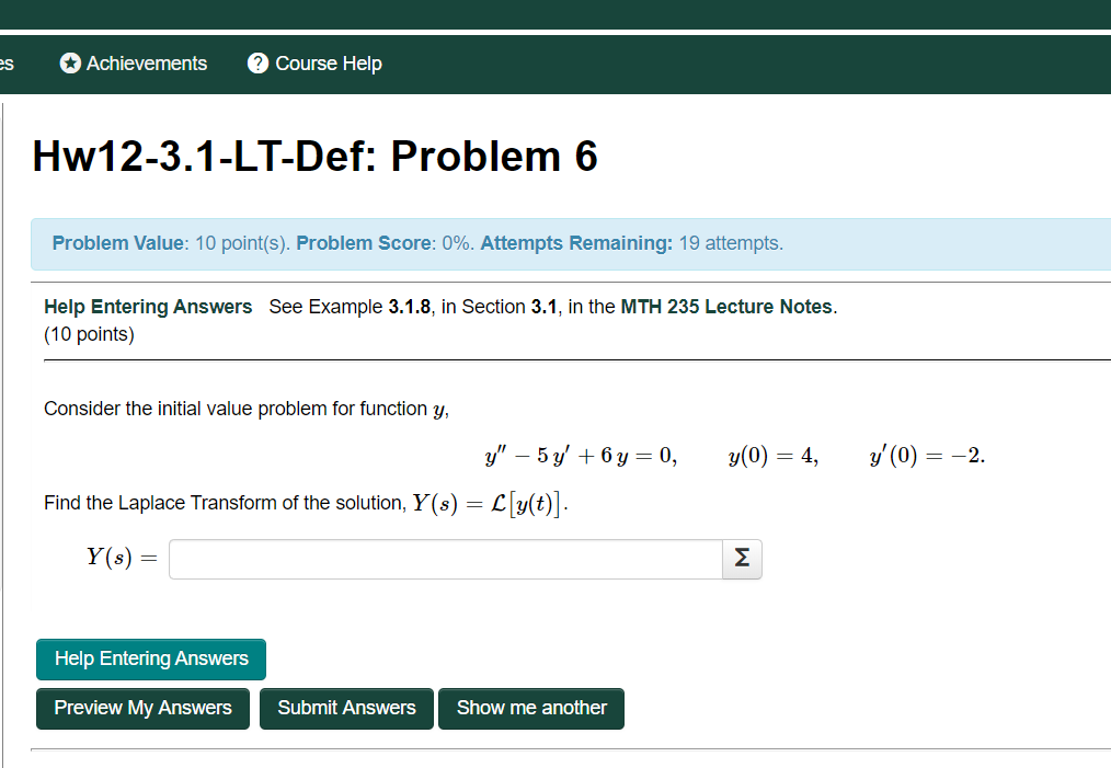 Solved es Achievements Course Help Hw12-3.1-LT-Def: Problem | Chegg.com
