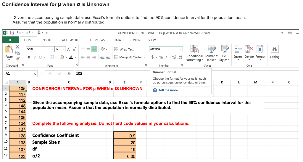 Solved Confidence Interval for μ when σ Is Unknown Given the | Chegg.com