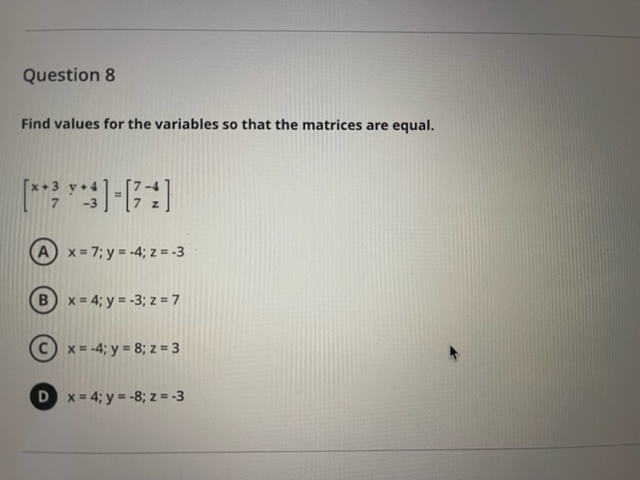Solved Give the order of the matrix, and identify the given | Chegg.com