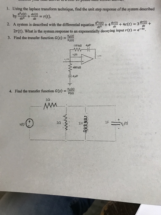 Solved Using the laplace transform technique, find the unit | Chegg.com