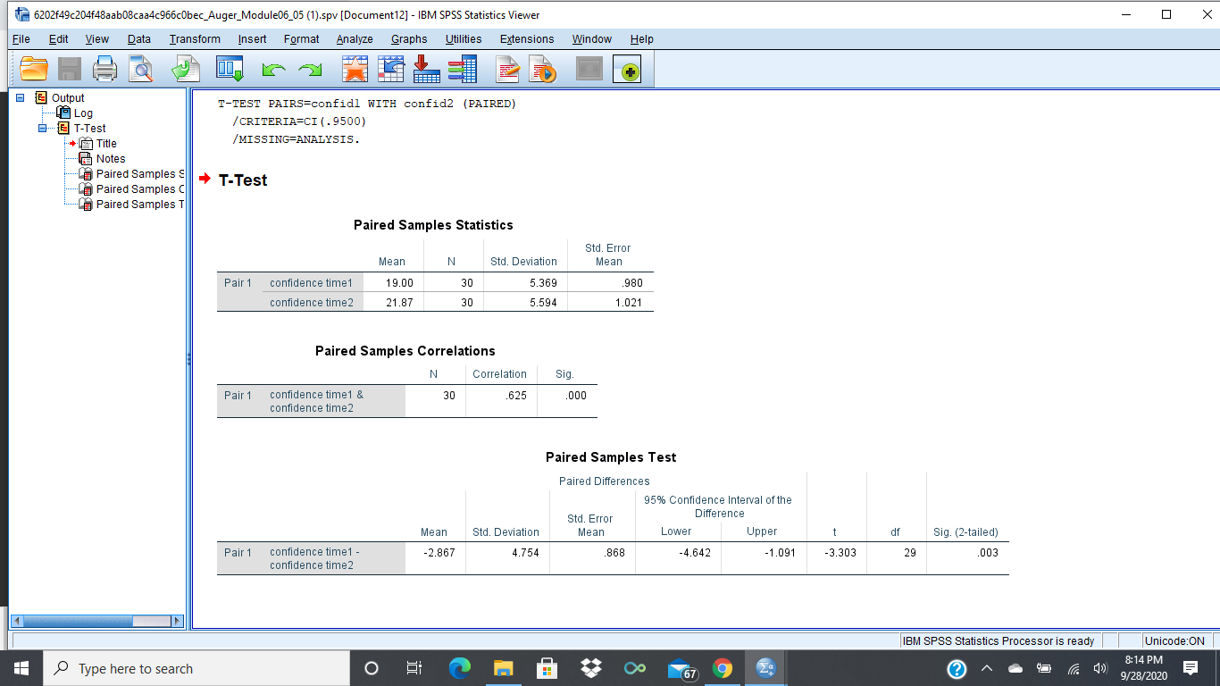 Solved Using the data file experim.sav apply whichever of | Chegg.com