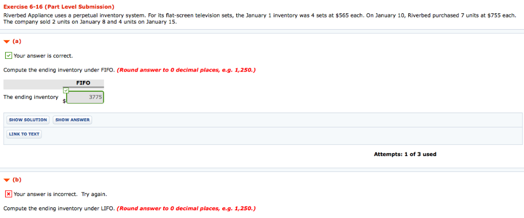 Solved Exercise 6-16 (Part Level Submission) Riverbed | Chegg.com