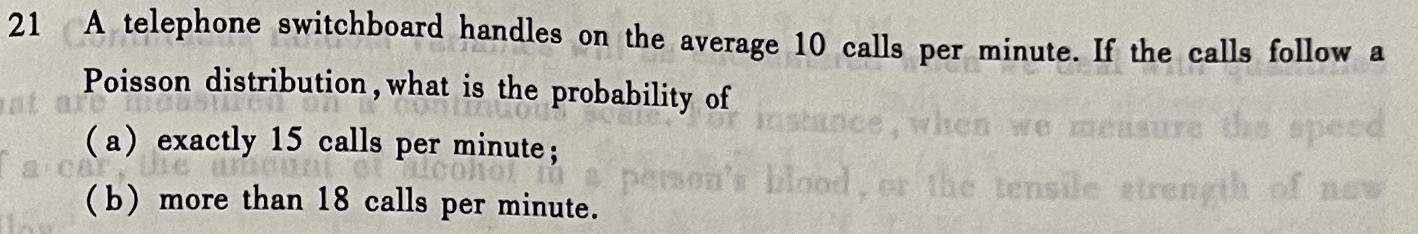 Solved > 21 A telephone switchboard handles on the average | Chegg.com