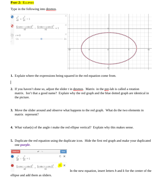 Solved Lab 5: Conic Sections (A Desmos Exploration) NAME: BY | Chegg.com