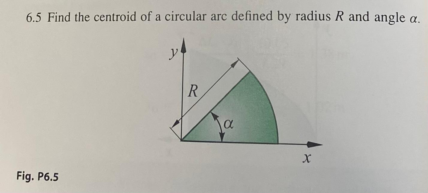Solved 6.5 Find the centroid of a circular arc defined by | Chegg.com