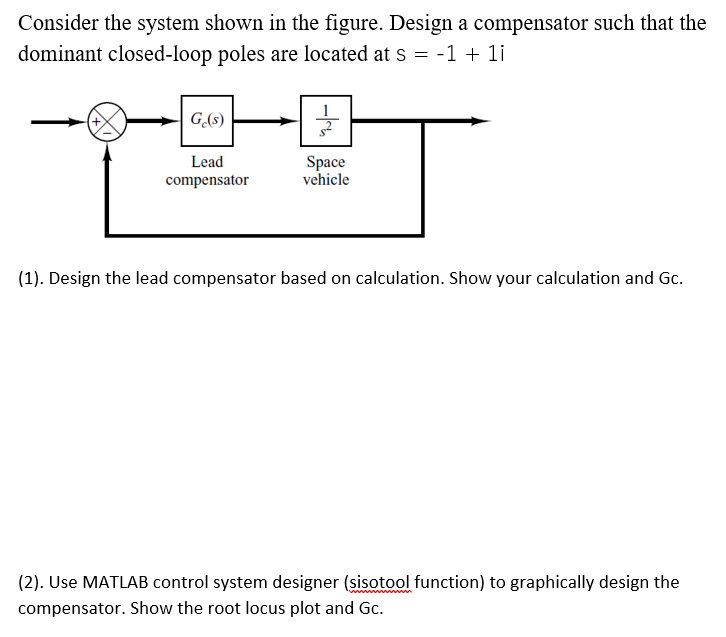 Solved Consider the system shown in the figure. Design a | Chegg.com