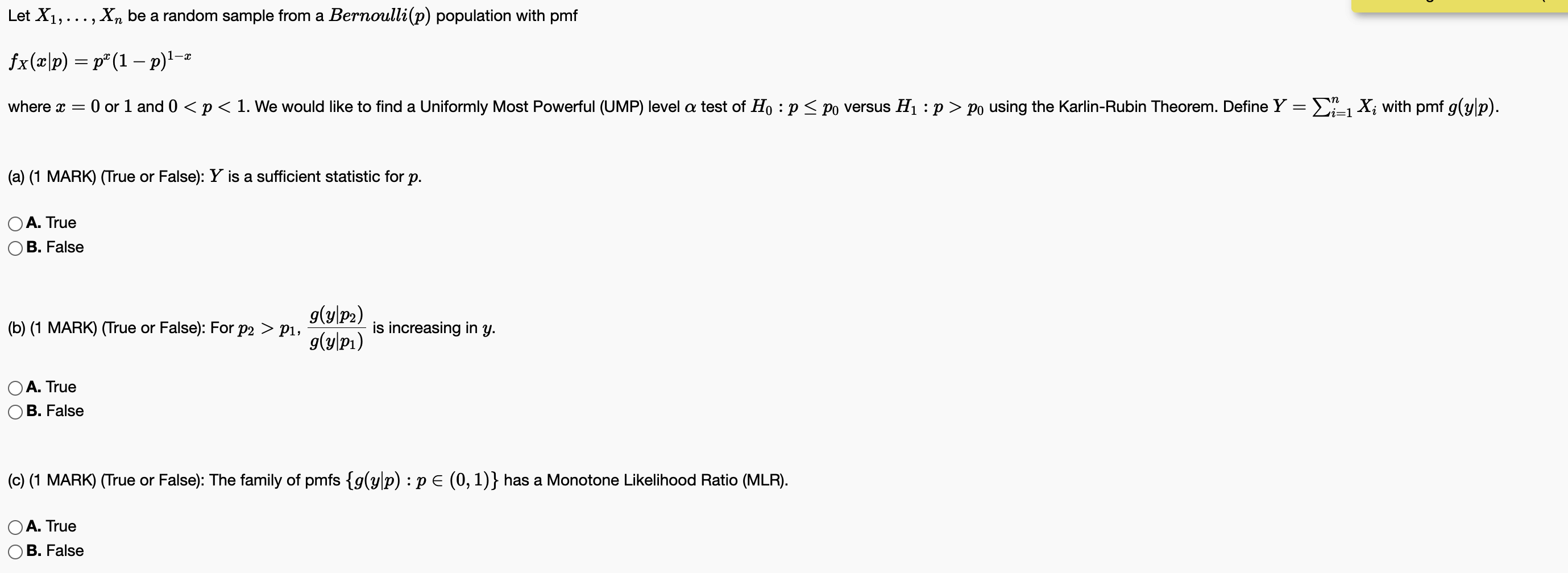 Let X1,…,Xn be a random sample from a Bernoulli(p) | Chegg.com