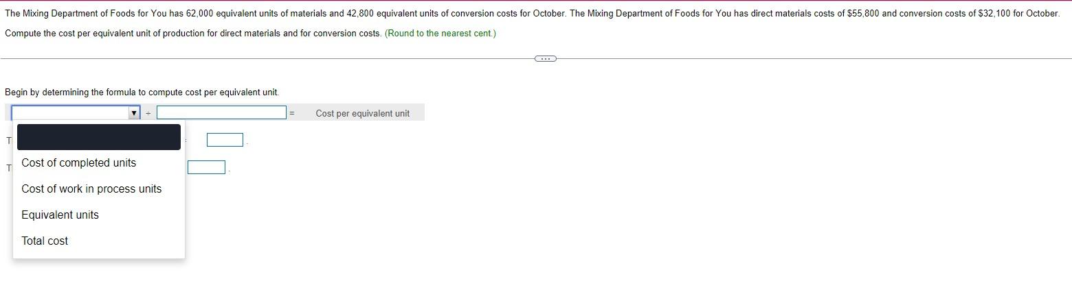 Solved Compute the cost per equivalent unit of production | Chegg.com