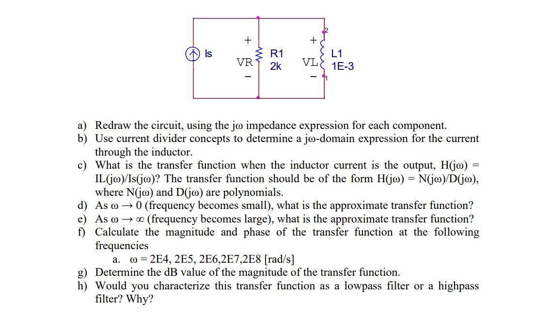 Solved a) Redraw the circuit, using the jω impedance | Chegg.com