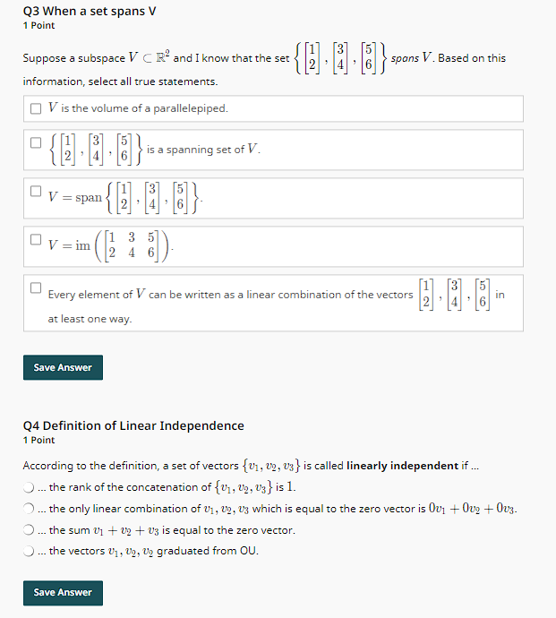 Solved Which is equal to the span of the set | Chegg.com
