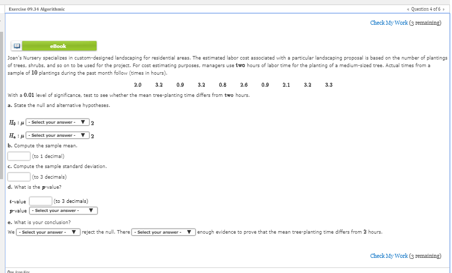 Solved Exercise 09.34 Algorithmic Question 4 of 6 Check My | Chegg.com