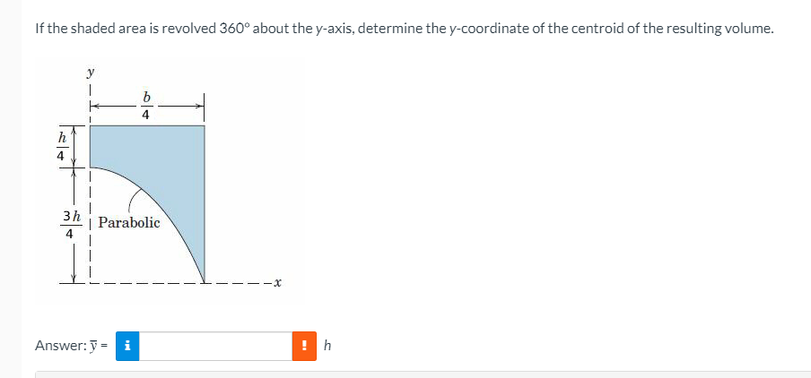 Solved If the shaded area is revolved 360° about the y-axis, | Chegg.com