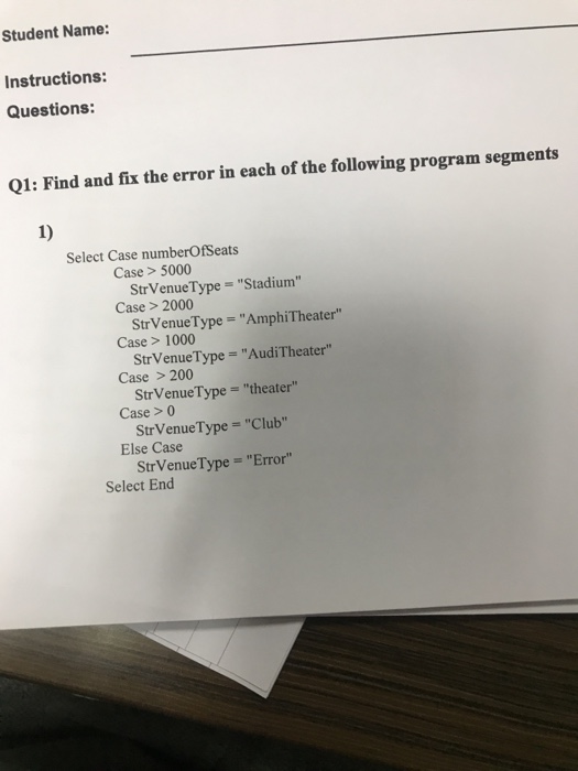 Solved Student Name: Instructions Questions: Q1: Find and | Chegg.com