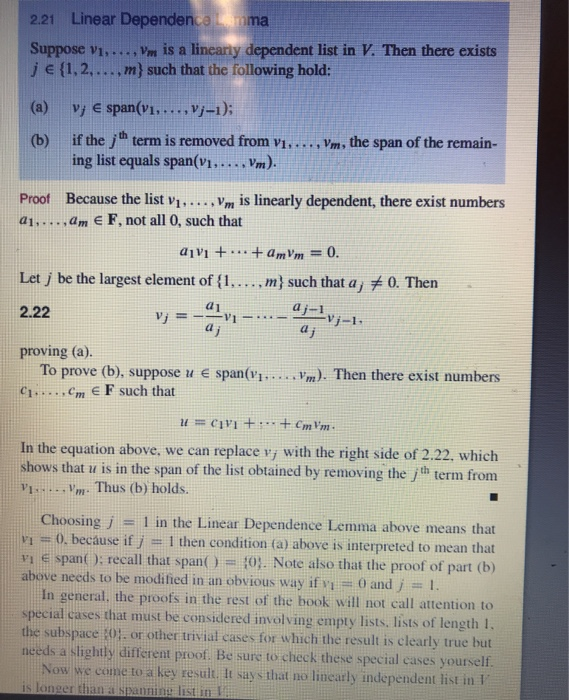 Solved dependent 5. Demonstrate Lemma 2.21 (Linear | Chegg.com