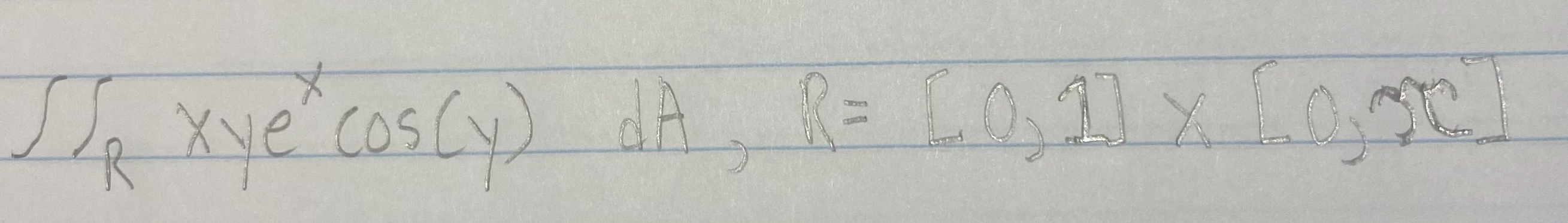 Solved ∬Rxyexcos(y)dA,R=[0,1]×[0,πT] | Chegg.com