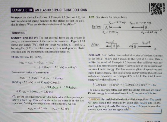 Solved EXAMPLE 8.10 AN ELASTIC STRAIGHT-LINE COLLISION | Chegg.com
