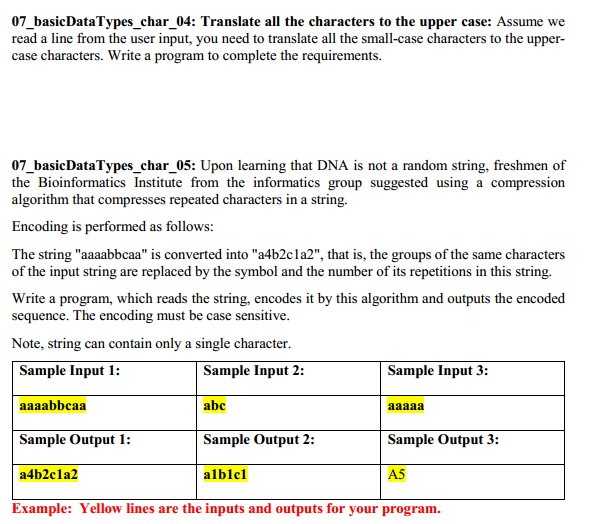 Solved 07_basicDataTypes_char_04: Translate all the | Chegg.com