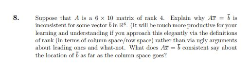 Suppose that A is a 6 x 10 matrix of rank 4. Explain | Chegg.com