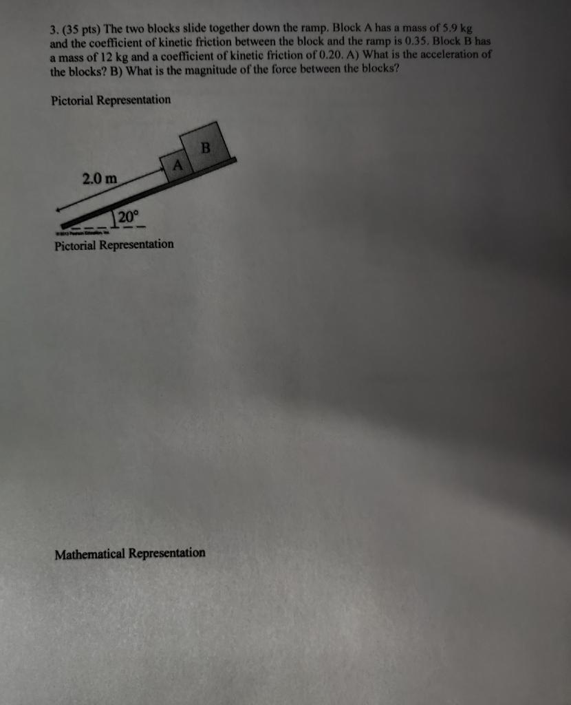 Solved 3.(35 pts) The two blocks slide together down the | Chegg.com