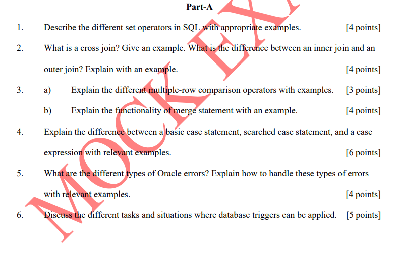 Solved Part-A 1. 2. 21 3. Describe the different set | Chegg.com