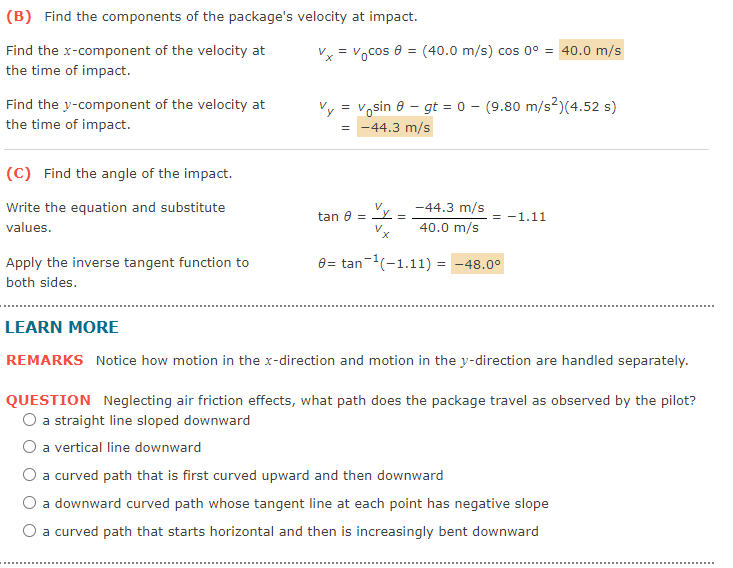 GOAL Solve a two-dimensional projectile motion | Chegg.com