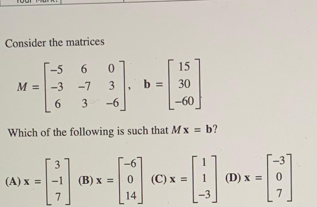 Solved Consider the matrices | Chegg.com