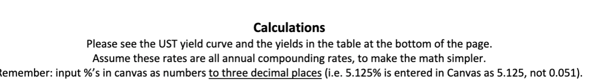 Solved Calculations Please see the UST yield curve and the | Chegg.com