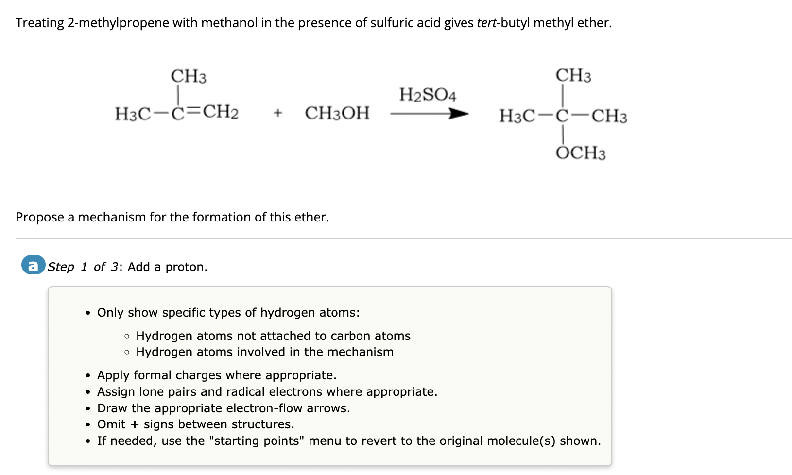 Solved Treating 2-methylpropene with methanol in the | Chegg.com