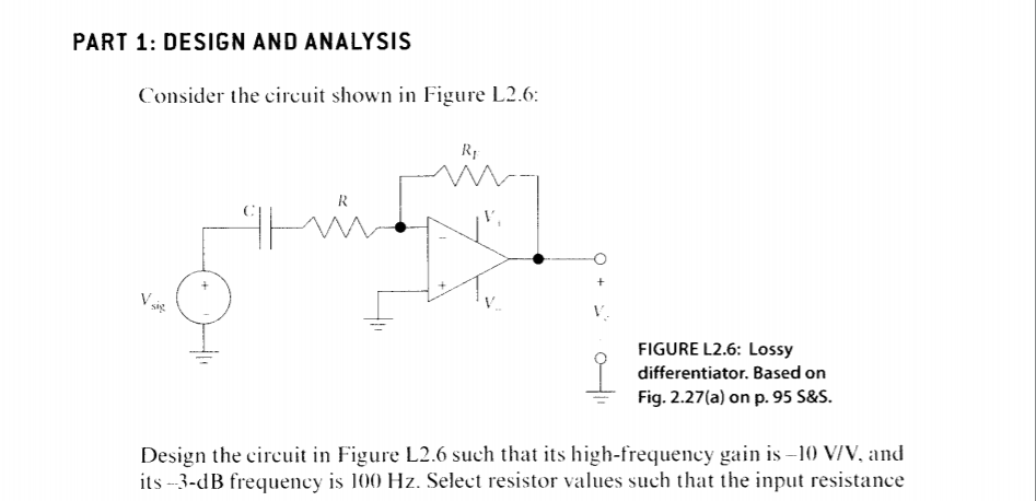 Solved PART 1: DESIGN AND ANALYSIS Consider the circuit | Chegg.com