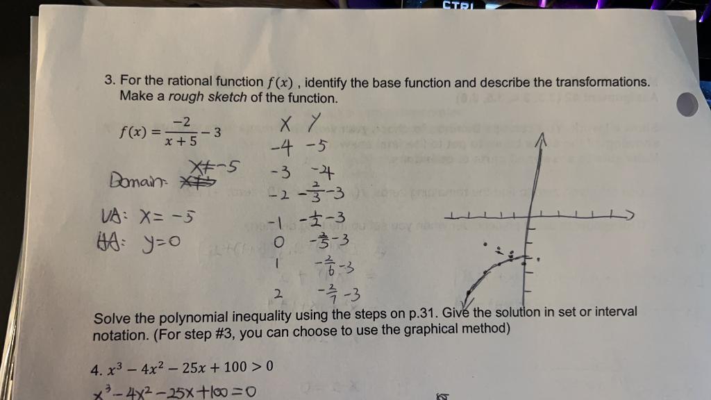 Solved 3. For the rational function f(x), identify the base | Chegg.com