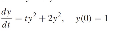 Solved dtdy=ty2+2y2,y(0)=1 | Chegg.com