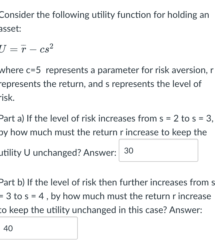 Solved Part b) ﻿If the level of risk then further increases | Chegg.com