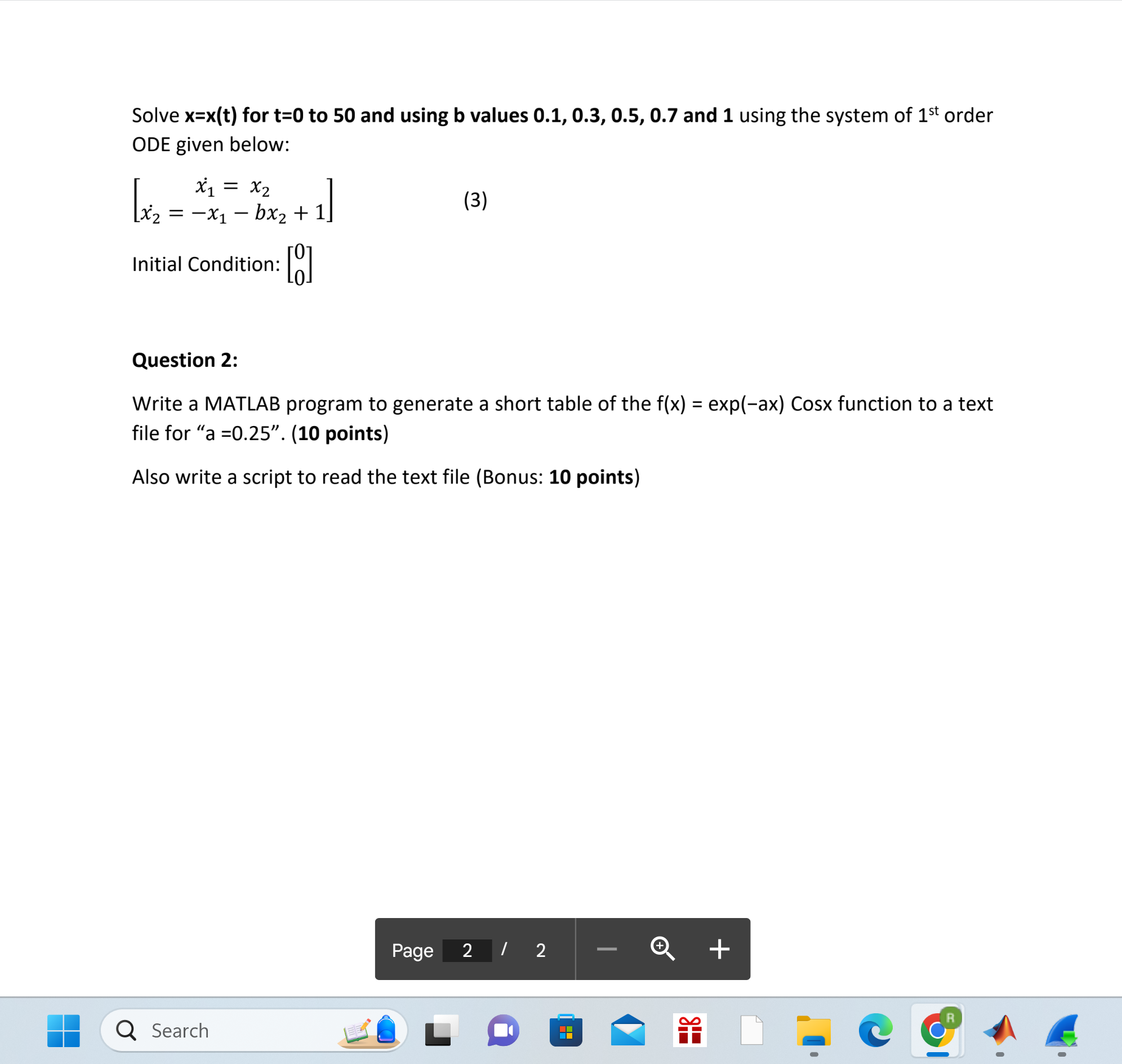 Solved MSD (mass-spring-damper) system as shown in figure 2 | Chegg.com