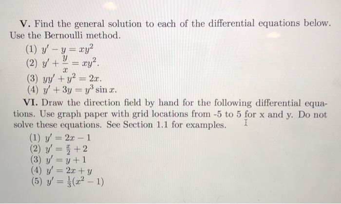 Solved I. Find the general solution to each of the separable | Chegg.com
