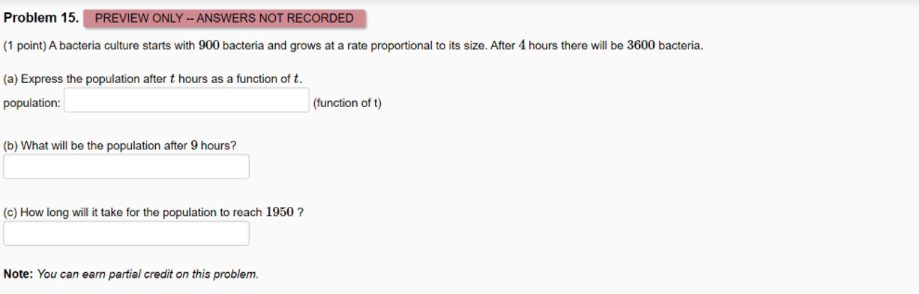 Solved Problem 15. PREVIEW ONLY -- ANSWERS NOT RECORDED (1 | Chegg.com