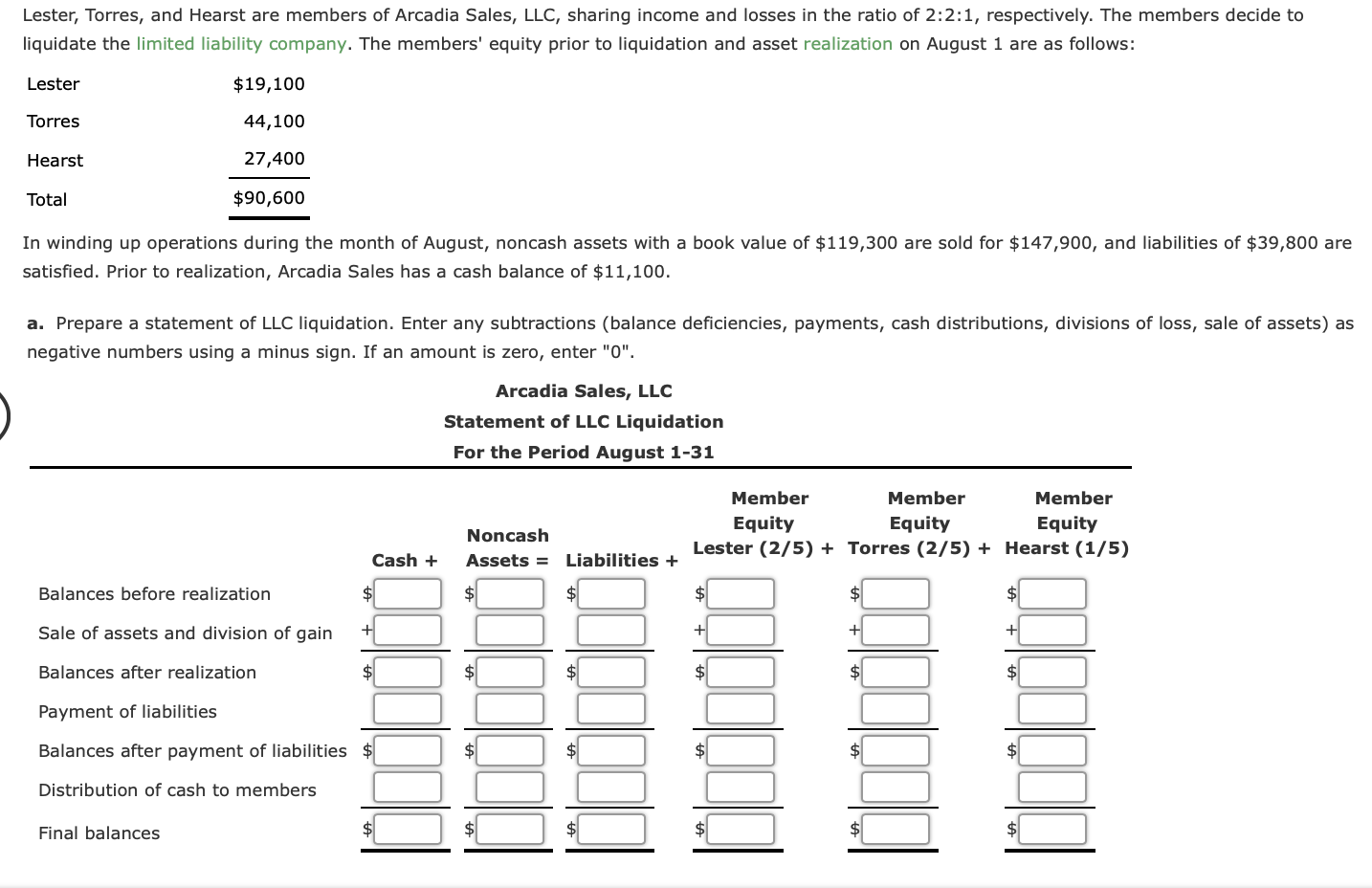 Solved Lester, Torres, and Hearst are members of Arcadia | Chegg.com