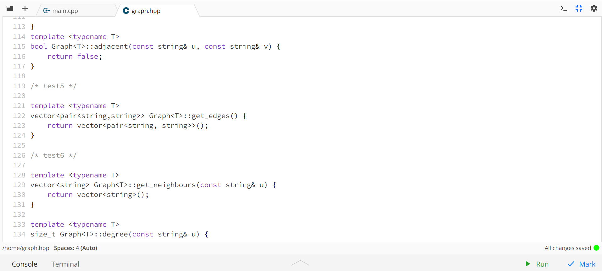 Solved main.cpp #include "graph.hpp" int main() { Graph | Chegg.com