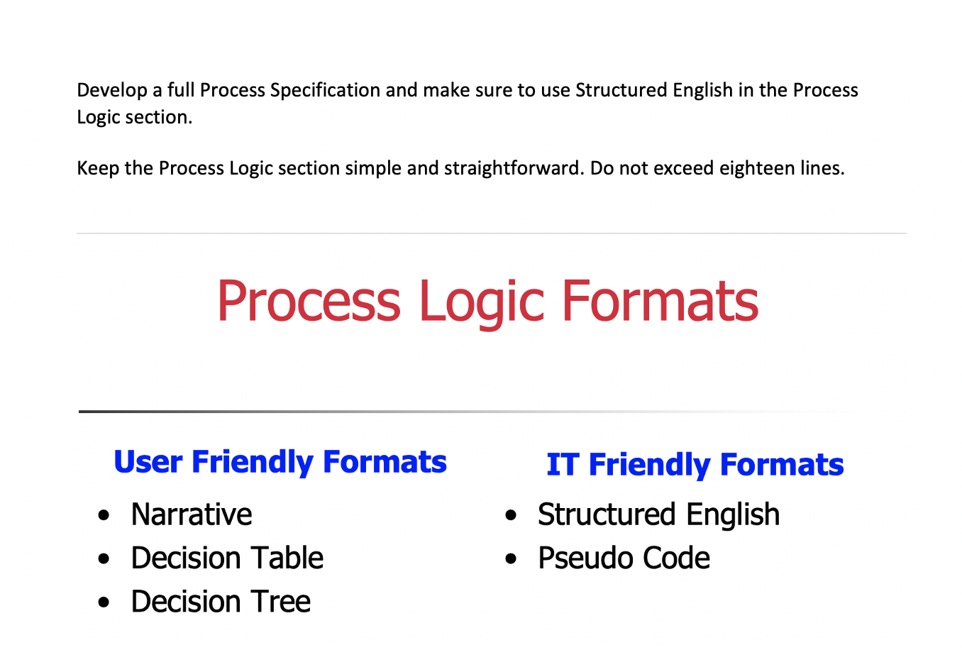 Develop a full Process Specification for any topic | Chegg.com