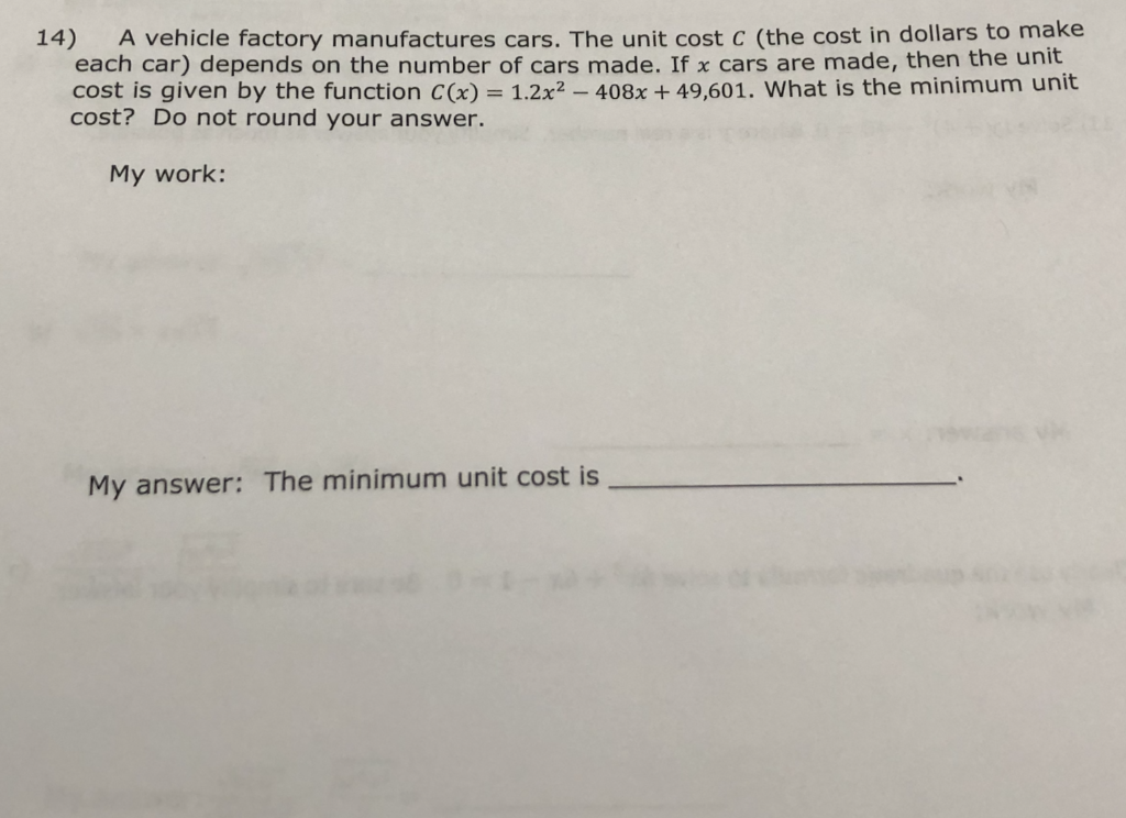 Solved 4) A vehicle factory manufactures cars. The unit cost | Chegg.com