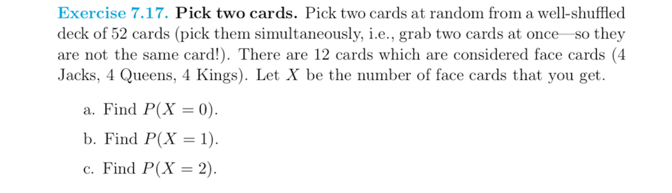 Solved Exercise 7.17. Pick two cards. Pick two cards at | Chegg.com