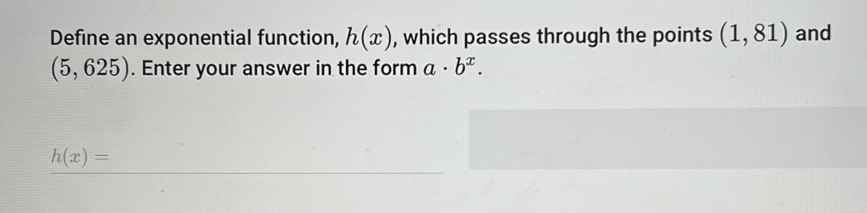Solved Define an exponential function, h(x), which passes | Chegg.com