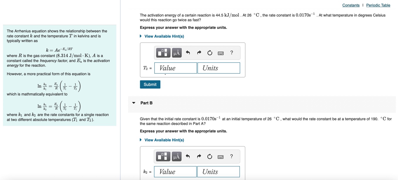 Solved The Arrhenius equation shows the relationship between | Chegg.com