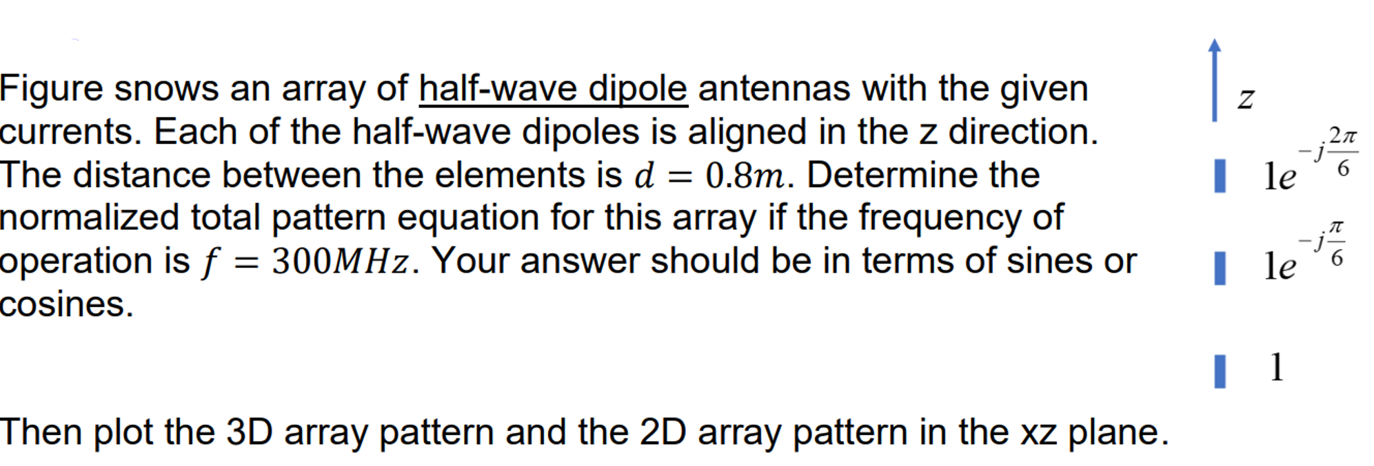 Figure snows an array of half-wave dipole antennas | Chegg.com
