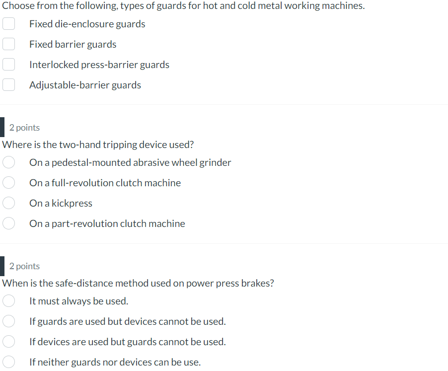 Solved Choose from the following, types of guards for hot | Chegg.com