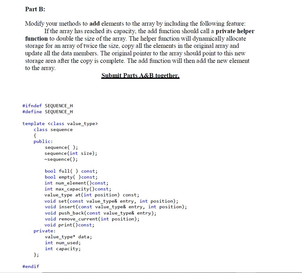 Solved Implement a template container class that | Chegg.com